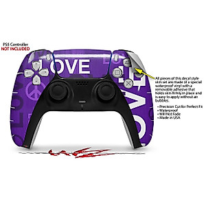 WraptorSkinz Skin Wrap compatible with Sony PS5 DualSense Controller Love and Peace Purple (CONTROLLER NOT INCLUDED)