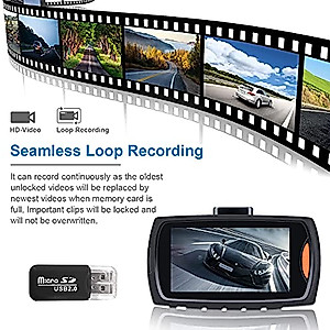 Dash Camera for Cars, Dash Cam 1080P Full HD Dual, G-Sensor,Dashcam 140 Wide Angle 2.7" LCD Display, Super Night Vision, Parking Monitor, WDR, Loop Recording