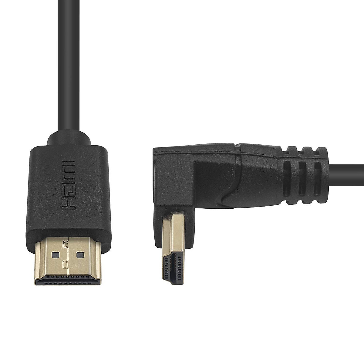 Poyiccot HDMI 2.0 Male to Male Cable 90 Degree, 2 Feet / 60cm HDMI Male to Male Downward Angle Cable 60Hz, 4K * 2K Gold Plated High Speed (M/M Down)