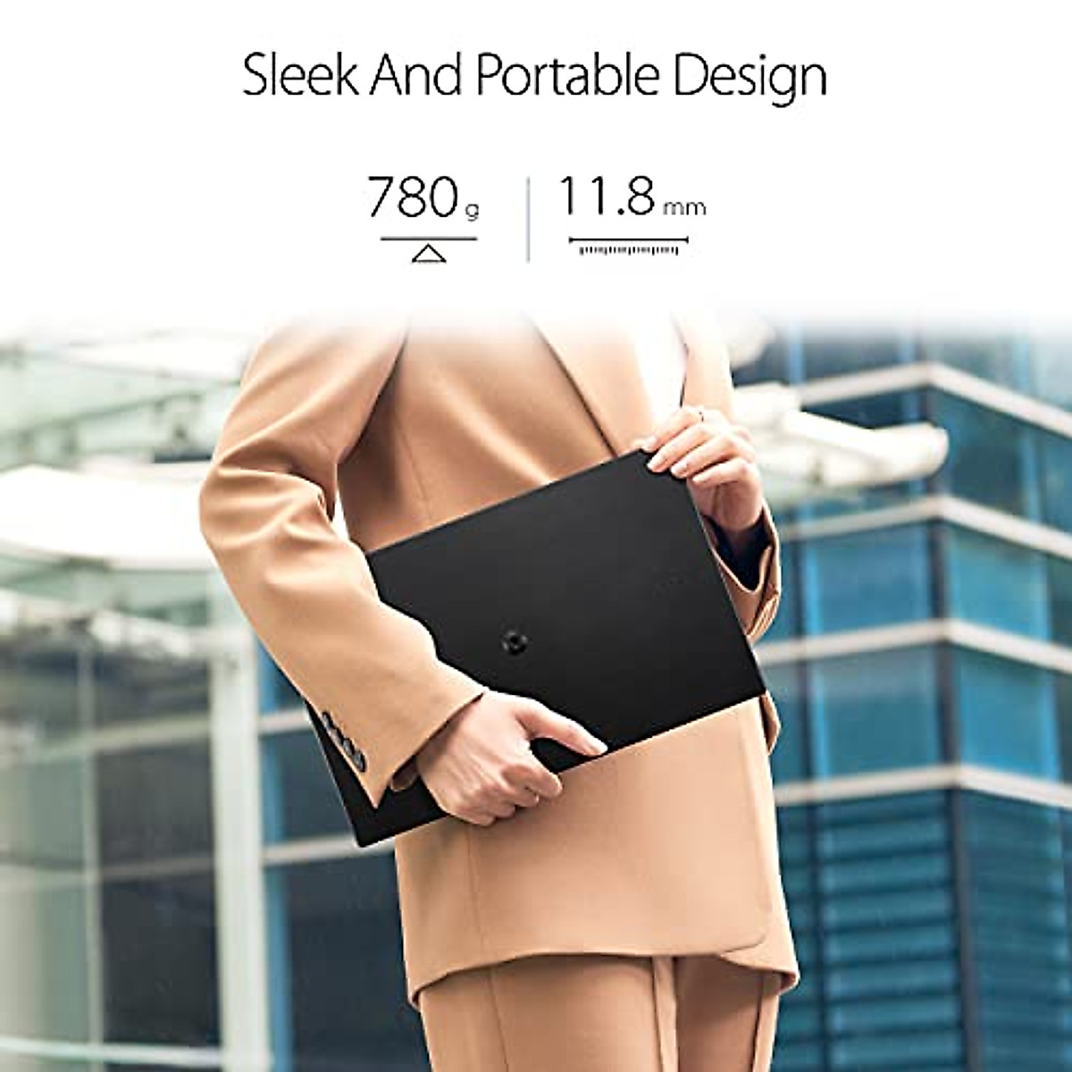 ASUS ZenScreen 15.6” Portable USB Monitor - Narrow Bezel, Micro USB, USB-powered External Monitor, Tripod Mountable, Protective Sleeve, Travel Monitor For Laptop & Macbook - MB165B, 1366 x 768 Pixels