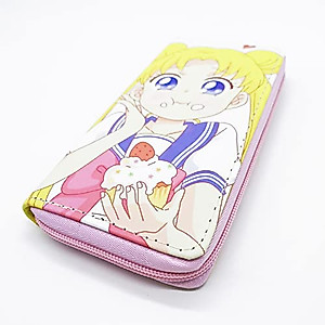 Anime Wallet Leather Cartoon Wallet Cute Purse Men Women Wallet Girls Wallet (Moon Wallet B)¡­
