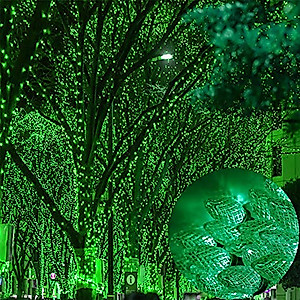 Twinkle Star C9 St Patricks Day String Lights, 50 LED 33ft Outdoor Fairy Lights with 29V Safe Adaptor, Extendable Green Wire String Lights for Holiday Patio Xmas Tree Wedding Party Decoration, Green