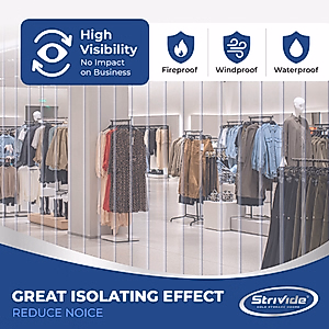 Strivide - Strip Door Curtain Kit - 42 in.(3 ft 6 in) Width X 84 in.(7 ft) Height - Clear Smooth 8" Wide x .08 in. Thick PVC Strip 50% Overlap - Complete Plastic Strip Door Kit - Universal Hanger