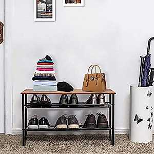 Garden 4 you 3-Tier Tilting Adjustable Freestanding Shoe Rack 6-Pairs 25.2 in Length for Durability and Stability for Entryways, Hallways, Closets, Dormitory Rooms, and Industries，Brown