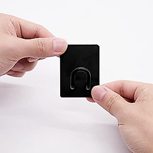 Biomoty Adhesive Hooks, Matte Black Towel Hooks for Bathrooms, Stainless Steel Sticky Hooks for Kitchen Door, Heavy Duty Wall Hooks for Hanging Key Hat Coat Robe Towels, 4 Pack