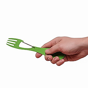 Kershaw Ration XL - Green (1145GRN); Large-Sized Eating Utensil; Fork, Spoon, Bottle Opener; Carabiner Gate for Secure Carry; 3CR13 Steel with Scratch-Resistant, Food-Safe Coating; 2.1 oz. 1145GRNX