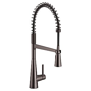 Moen 5925BLS Sleek One Handle Pre-Rinse Spring Pulldown Kitchen Faucet with Power Boost, Black Stainless