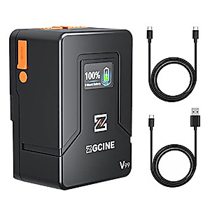 ZGCINE ZG-V99 V2 Upgraded Version Mini V-Mount Battery with 65W PD Charger kit, 99Wh 14.8V Support D-TAP/BP/Input and Output, V-Lock Battery Compatible with BMPCC 6K Pro/Canon EOS R5C/Sony FX3