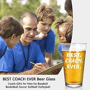 Futtumy Best Coach Ever, 15 Oz Beer Glasses, Coach Gifts for Men, Basketball Coach Gifts, Baseball Coach Gifts, Best Coach Gifts for Football Soccer Softball Volleyball, Beer Gifts for Coach