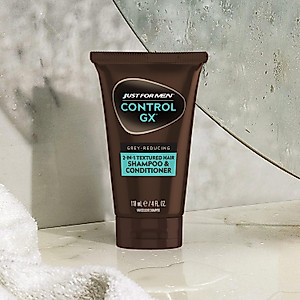 Just for Men Control GX Grey Reducing Shampoo for Textured Hair, Gradual Hair Color for Men, 4 Fl Oz (Pack of 1)