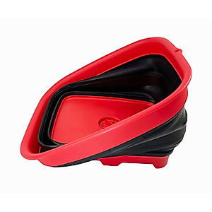 SAMMART 15L (3.9 Gallon) Collapsible Dishpan with Draining Plug - Foldable Washing Basin - Portable Dish Washing Tub - Space Saving Kitchen Storage Tray (Vermeil/Black)