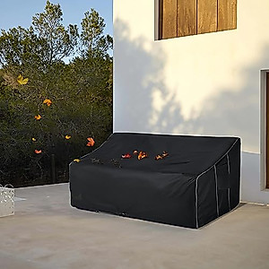 FORSPARK Patio Furniture Covers Waterproof, Outdoor Sofa Covers Heavy Duty, Fits up to 79 W x 38 D x 35 H inches, Black