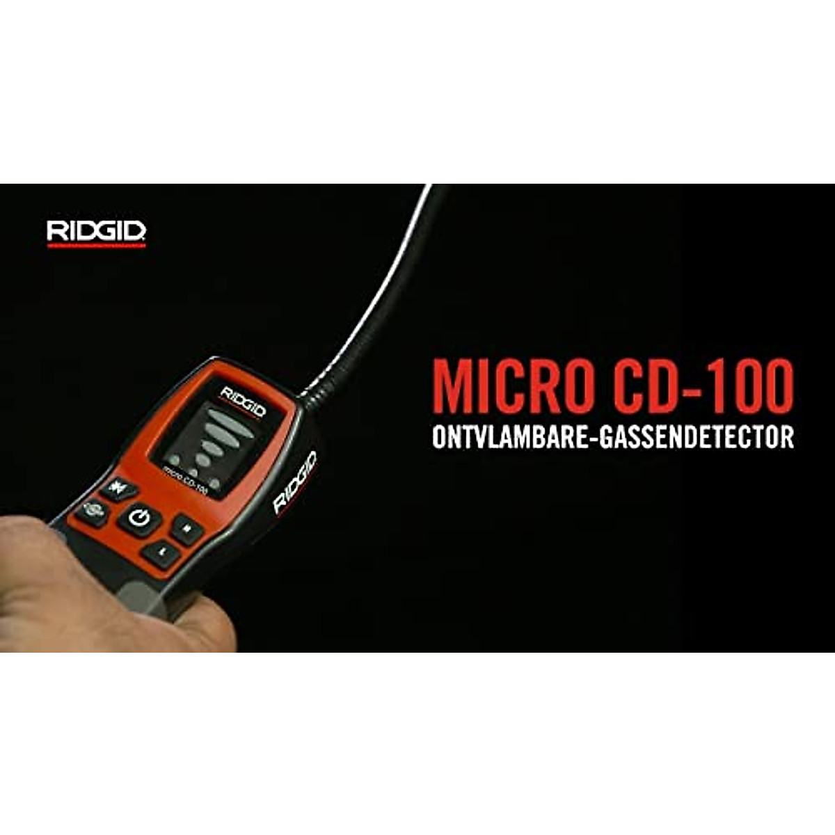 RIDGID 36163 CD-100 Micro Combustible Gas Handheld Diagnostic Detector with 16" Flexible Probe and Visual, Audible, and Vibration Alarms