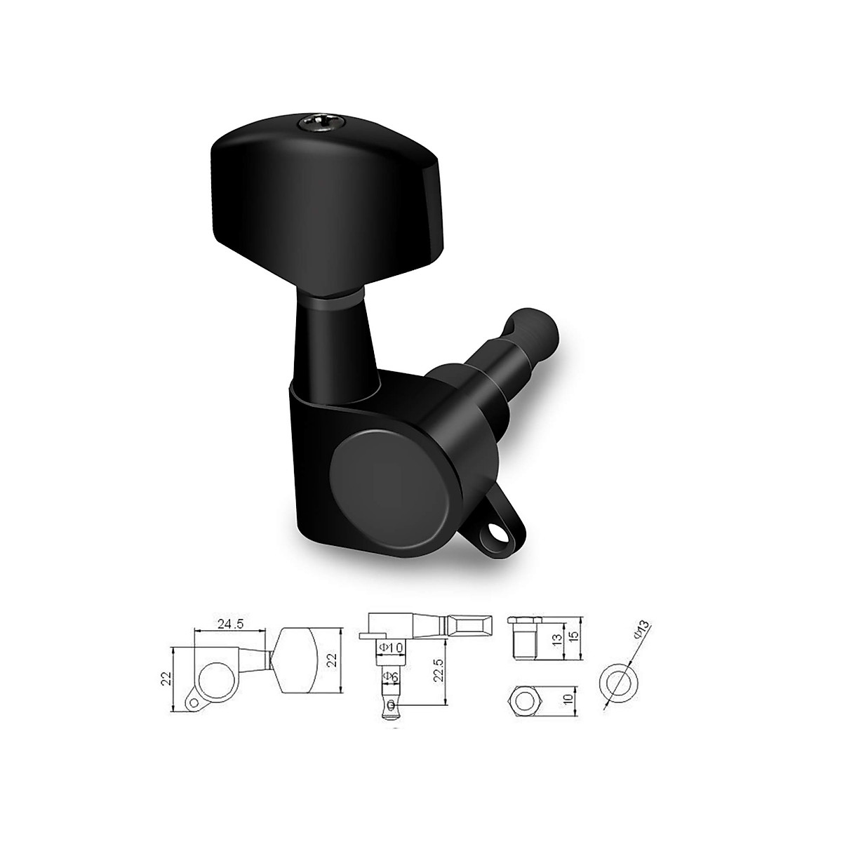 Metallor Sealed String Tuning Pegs Tuning Keys Machines Heads Tuners 6 In Line Right Handed Electric Guitar Acoustic Guitar Parts Replacement Black.