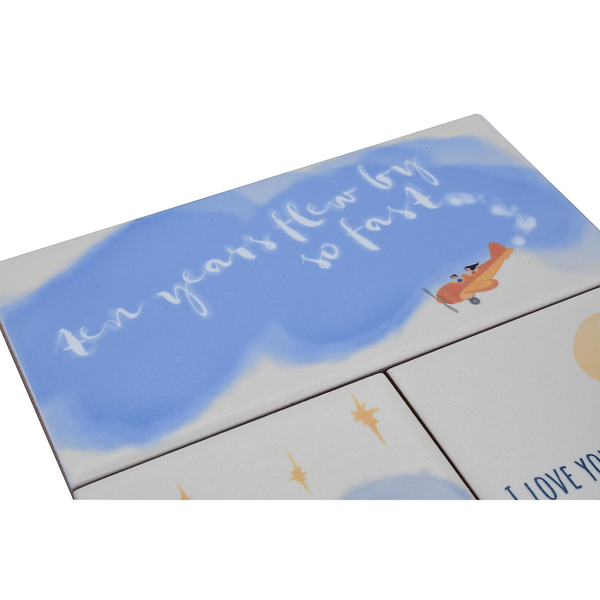 Pirantin 10th Anniversary Ceramic Loving Couple Collage - Romantic Free Standing Ornament (uv-tileblanket10), Creme