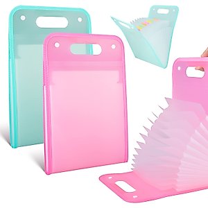 Jspupifip 2 Pcs Vertical Accordion Folder, 13 Pockets According File Folder Organizer Expanding File Folder Waterproof Document Receipt Organizer Accordian Filing Folder for Classroom, Home, Office