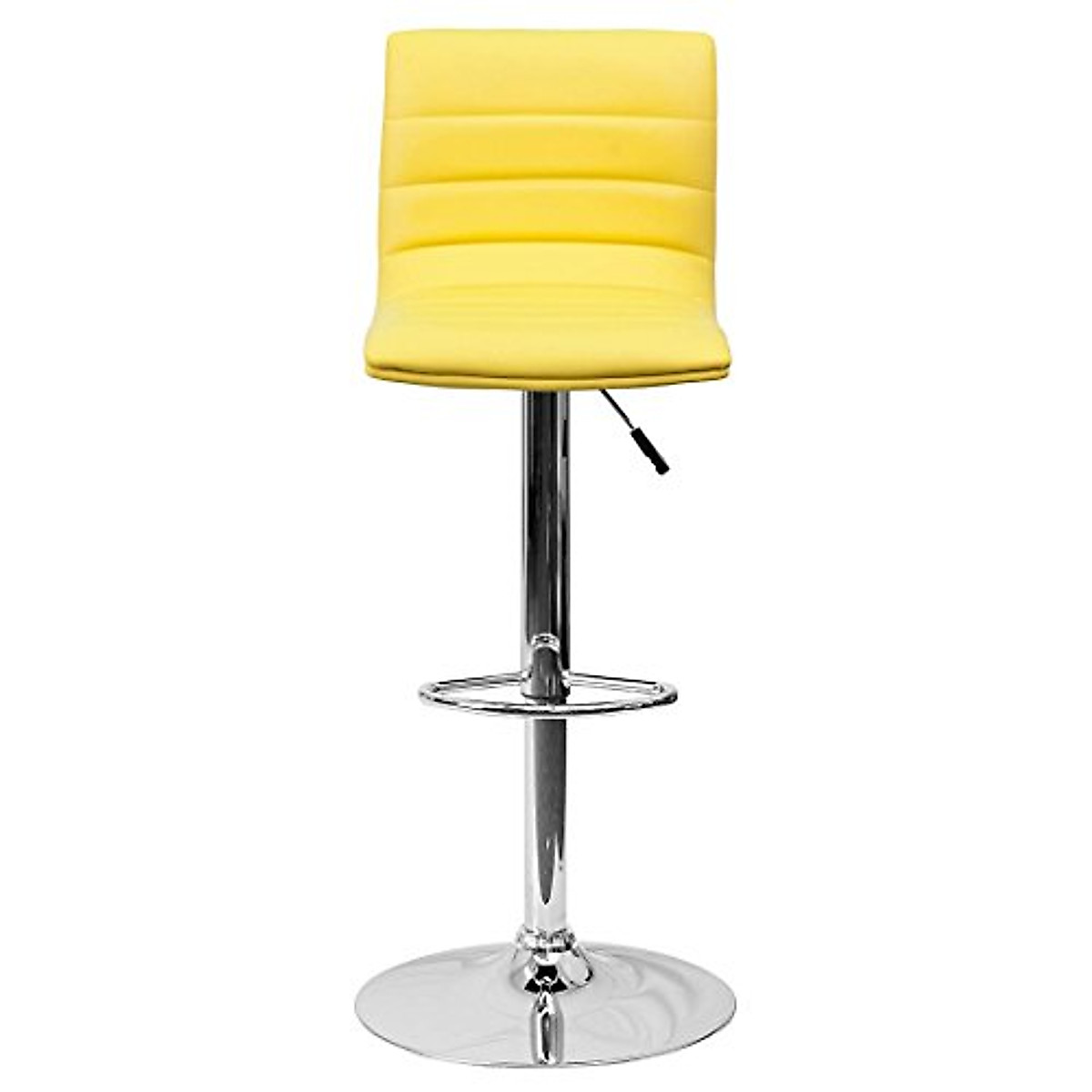 Modern Barstools Horizontal Line Design Hydraulic Adjustable Height 360-Degree Swivel Seat Sturdy Steel Frame Chrome Base Dining Chair Bar Pub Stool Home Office Furniture - Set of 2 Yellow #1980