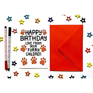 Birthday Card Love From Furry Children, Pets, Dogs, Cats, Animals, Fur Babies For Mom, Dad
