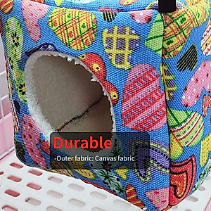 Oncpcare Cube Hamster Cotton Nest, Winter Warm Sugar Glider Bed House, Small Pet Plush Hanging Hammock for Birds Parrot Sugar Glider Ferrets Rat Hamster Squirrel Guinea Pig Chinchilla Marmosets Bunny