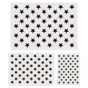 Koogel 3 Sizes 50 Star Stencil, Plastic Star Stencil Template for Flag DIY Drawing Painting Craft Projects, American Flag Projects