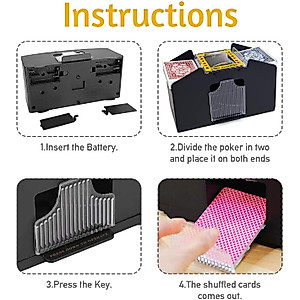 Litesam Seasonal Designs Automatic Card Shuffler,2 Decks Poker Shuffler Portable Card Shuffler,Battery-Operated Playing Card Shuffler for Casino,Club Gaming and Home Party, Black