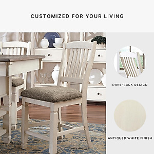 Signature Design by Ashley Bolanburg 24" Counter Height Farmhouse Barstool, 2 Count, Antique White
