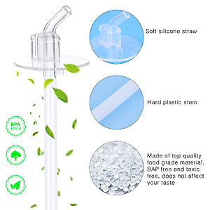 Hysagtek 16 Pcs Thermos Straws Replacement Set for Kids Funtainer 12 Ounce, 6Pcs Thermos Replacement Straws, 6Pcs Silicone Straw Stems, and 3Pcs Straw Cleaning Brushes with Bottle Cleaning Brush