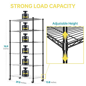 Bstrip DIY Plant Shelf with Grow Light, Grow Light Shelf with Adjustable Rack and Wheels, Plant Stand, 8-Pack 192W T8 3000K Full Spectrum Grow Lights for Seed Starting,Seed Tray(29.5L x 13.8W x70.9H)