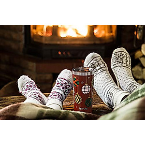 Tervis Plastic Made in USA Double Walled Christmas Holiday Ornaments Insulated Tumbler Cup Keeps Drinks Cold & Hot, 24oz, Clear