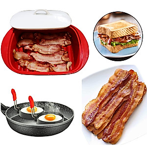 ZFJ Ceramic Microwave Bacon Maker with Lid-Bacon Tray for Microwave Cooking-Make Crispy Bacon in few Minutes