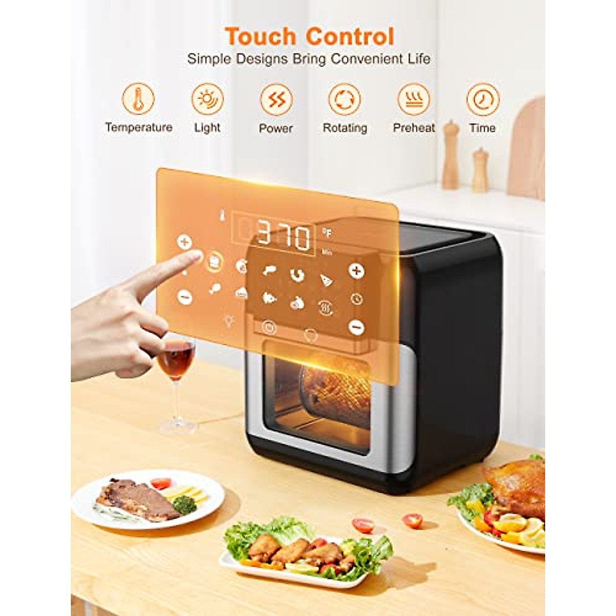 Innsky 10.6 Quart Air Fryer Oven with Rotisserie & Dehydrator, 【Patent & Safety Certs】10-in-1 Air Fryers Toaster Oven Combo, Airfryer Countertop Oven, 6 Accessories, 32+ Recipes, ETL Certified, 1500W