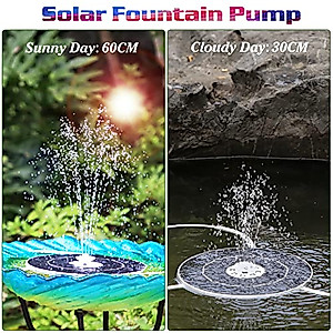 AISITIN 6.5W Solar Fountain with LED Colorful Lights & 3000mAh Battery, Solar Bird Bath Fountain Pump with Fixed Bracket and Multiple Nozzle, Solar Water Fountain Pump for Garden, Pond and Outdoor