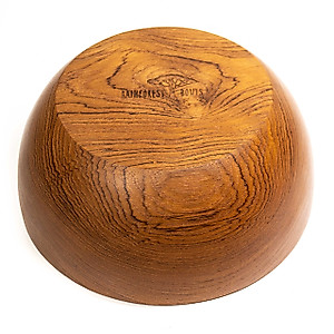 Rainforest Bowls Set of 4 7" Large Classic Javanese Teak Wood Bowls- Perfect for Everyday Use, Hot & Cold Friendly, Ultra-Durable- Premium Solid Wooden Bowls Handcrafted by Indonesian Artisans
