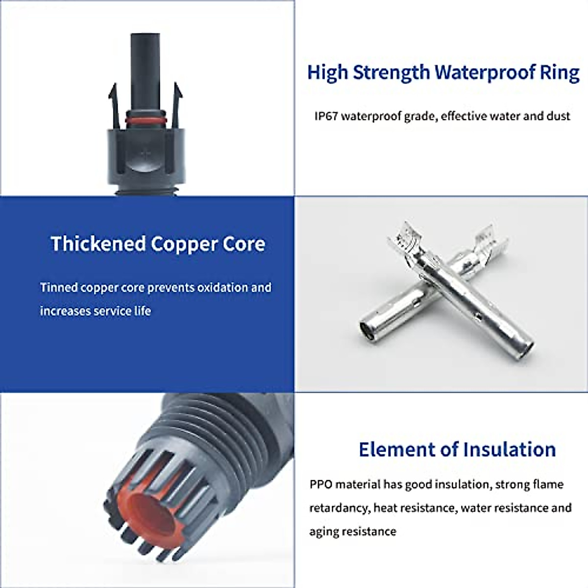 JMELEHW 20PCS Solar Connectors, Male/Female IP67 Waterproof Solar Panel Connectors (10 Pairs)