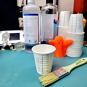 50 3oz Coated Paper Graduated Cups for Mixing Paint, Stain, Epoxy, Resin by NetSellsIt; Disposable, Recyleable, from Renewable Resource Bamboo, Wax Coated