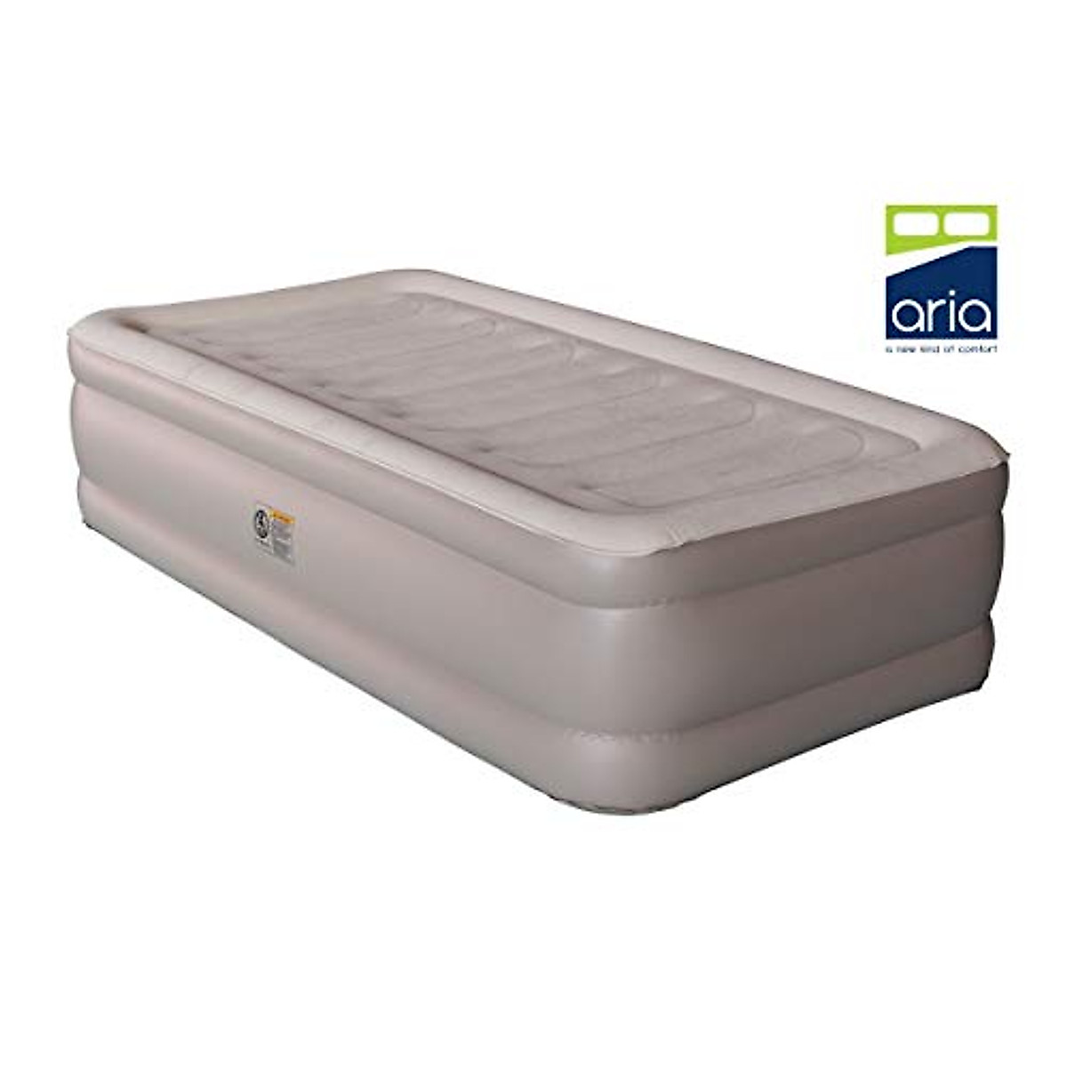 Aria Twin Inflatable Air Mattress with ConstantComfort Built-in Pump, Self-Inflating Air Bed Maintains Selected Firmness for Luxurious All-Night Sleep Comfort,Beige