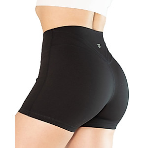 TomTiger Workout Shorts for Women High Waist Gym Fitness Running Yoga Bike Active Exercise Women's Short Tummy Control 3" (M, Black)