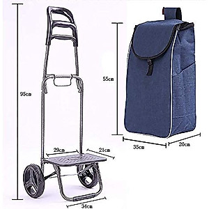 Shopping Trolley on Wheels Multi Function Shopping Cart Foldable Portable Old Trolley Detachable Home Trolley Buy Food Cart Wear-Resistant Luggage Cart Storage Hand Trucks,Blue ,