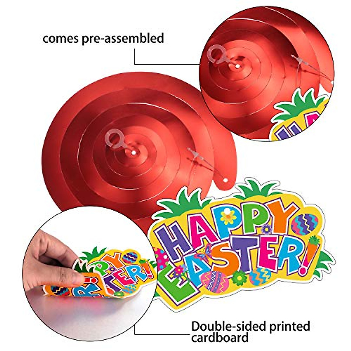 Easter Hanging Swirl Ceiling Decorations Easter Egg Bunny Hanging Swirl Foil Decorations for Home Office School Easter Party Ornaments Favors Supplies 30CT