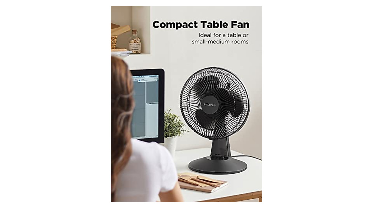PELONIS 12-Inch Oscillating Table Fan - Powerful and Compact