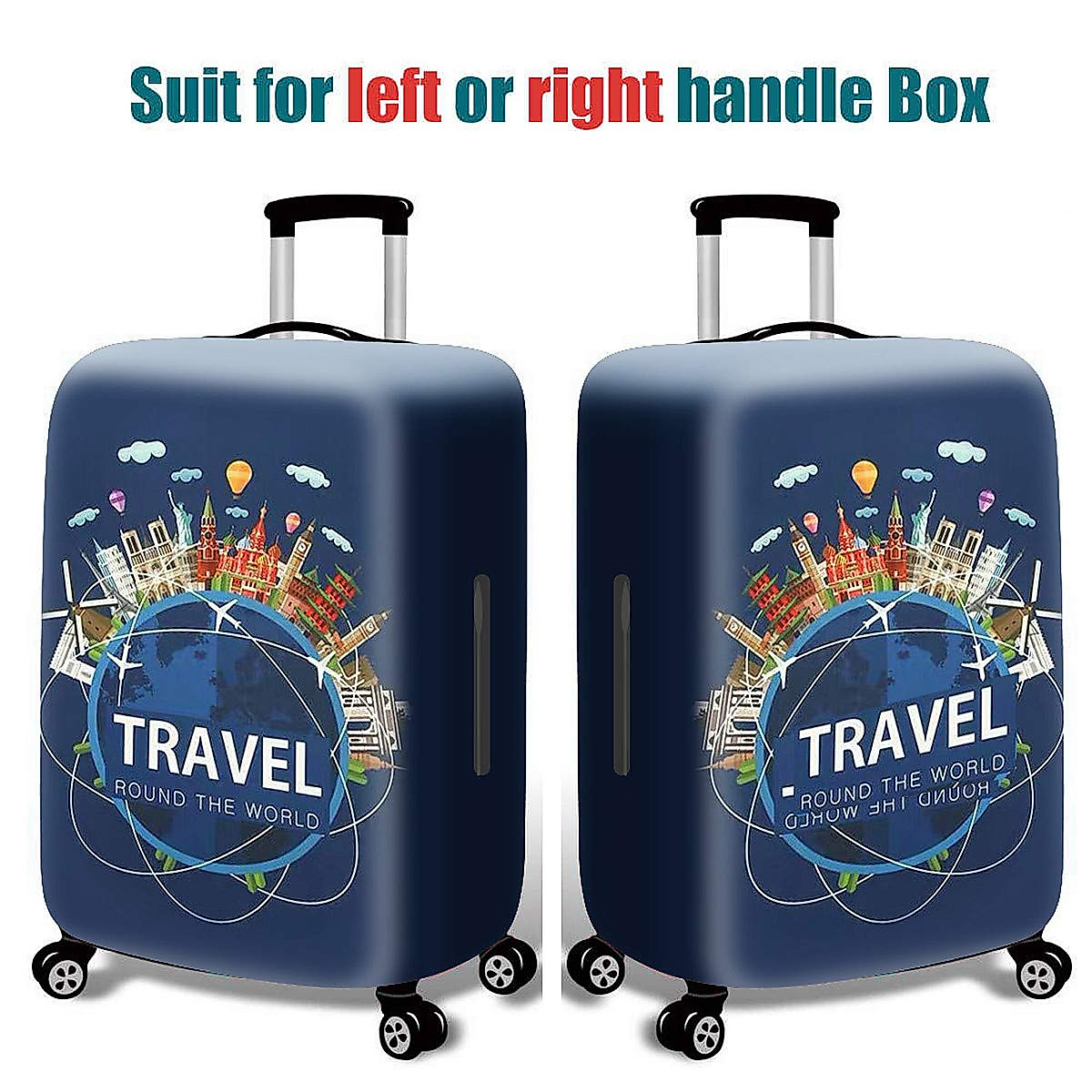 WUJIAONIAO Travel Luggage Cover Spandex Suitcase Protector Washable Baggage Covers (M (for 22-24 inch luggage), TRAVEL)