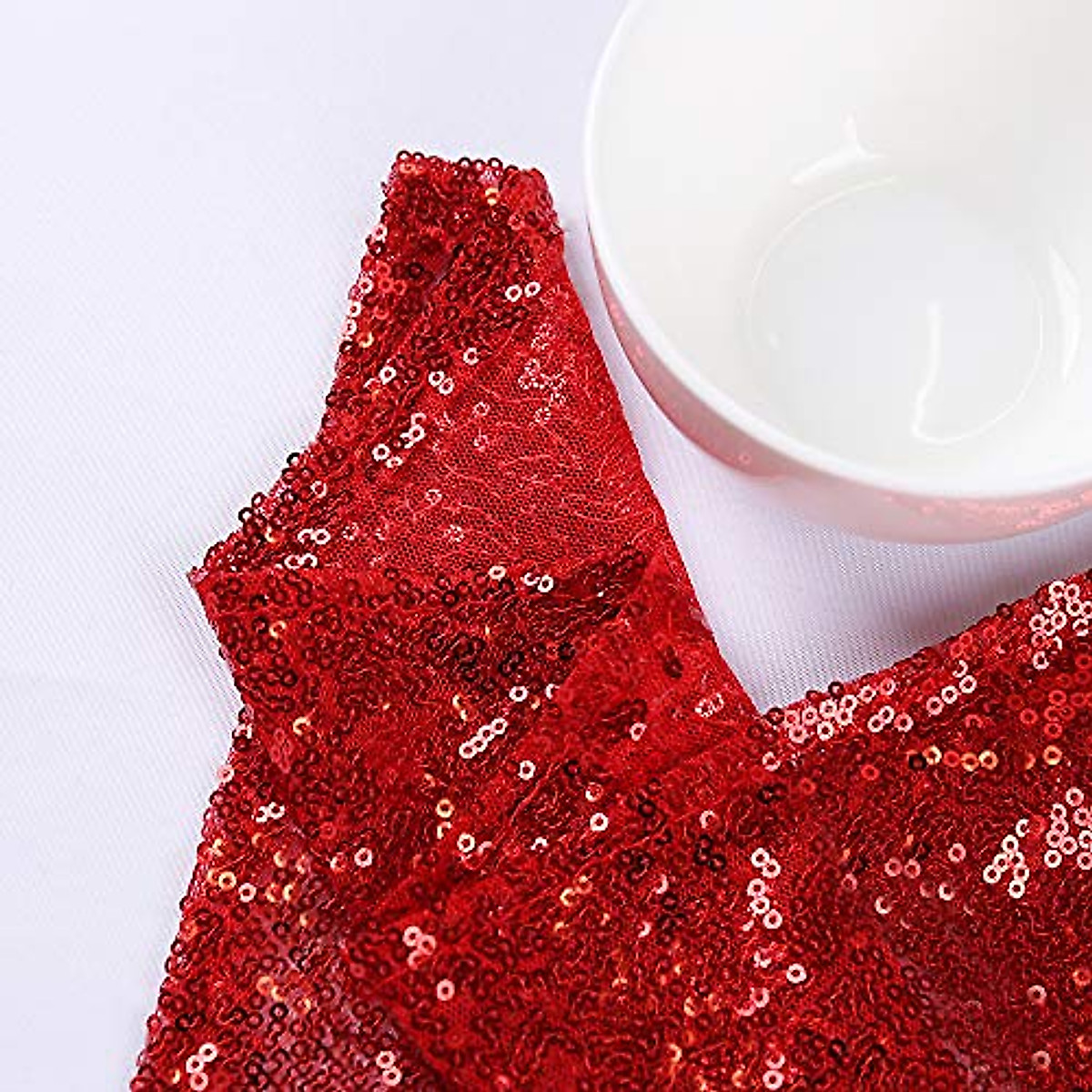 TRLYC 4Ft7Ft Photo Booth Backdrop Red Sparkly Wedding and Party Curtain