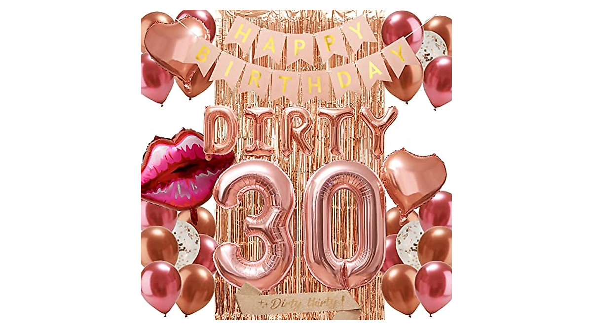 30th Birthday Decorations Set - Elegant Rose Gold Party Kit