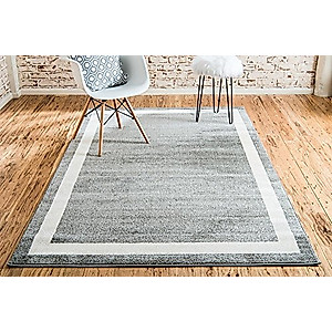 Unique Loom Del Mar Collection Area Rug-Transitional Inspired with Modern Contemporary Design, Rectangular 5' 0" x 8' 0", Gray/Ivory