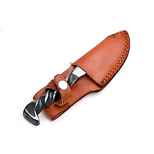 Old Ram Railroad Spike High Carbon Steel Blade Fix Blade Knife with Leather Carrying Case. (5050)