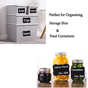 Tupalizy 80PCS Waterproof Chalkboard Labels Stickers Removable for Spice Mason Jars Pantry Kitchen Organizing Food Containers Storage Bins Glass Bottles Fridge Home DIY Crafts Office, 3x2.2'', Wavy