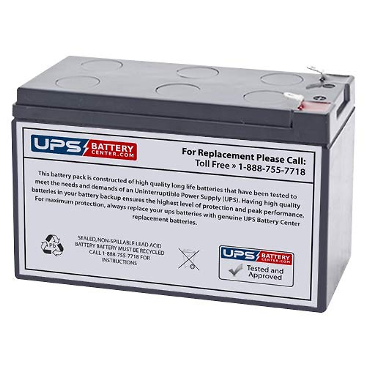 UPSBatteryCenter Compatible Replacement for CyberPower 550VA CP550SL – 12V 7.2Ah Battery, F2 Terminals