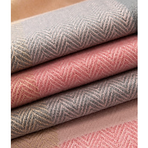 Villand Women's Wool Scarf - Cashmere Feel Winter Warm Checked Scarves for Women, Large Soft Thick Shawls and Wraps with Gift Box (Lilac Check)