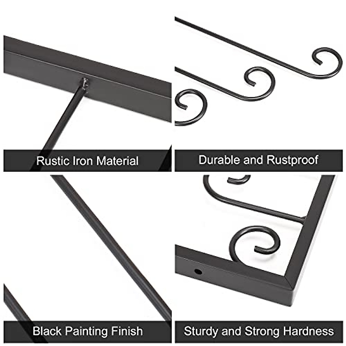 Livabber Clothing Rack Wall Mounted, Heavy Duty Metal Garment Rack for Hanging Clothes with 5 Hanging Rings, Rustic Wall Clothes Organizer for Bedroom Retail, 3 Pack (Black)