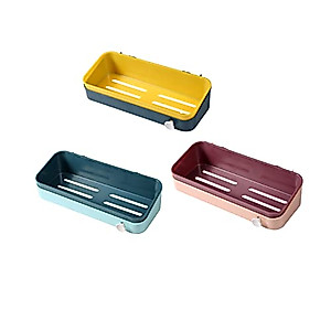 Healeved 3pcs Shampoo Holder Organizer Wall Shower Shelf Rack Kitchen Wall Punch Free Supportor Practical Rack Commodity Shelf Storage Rack Toothpaste Holder Soap Holder Suction Wall